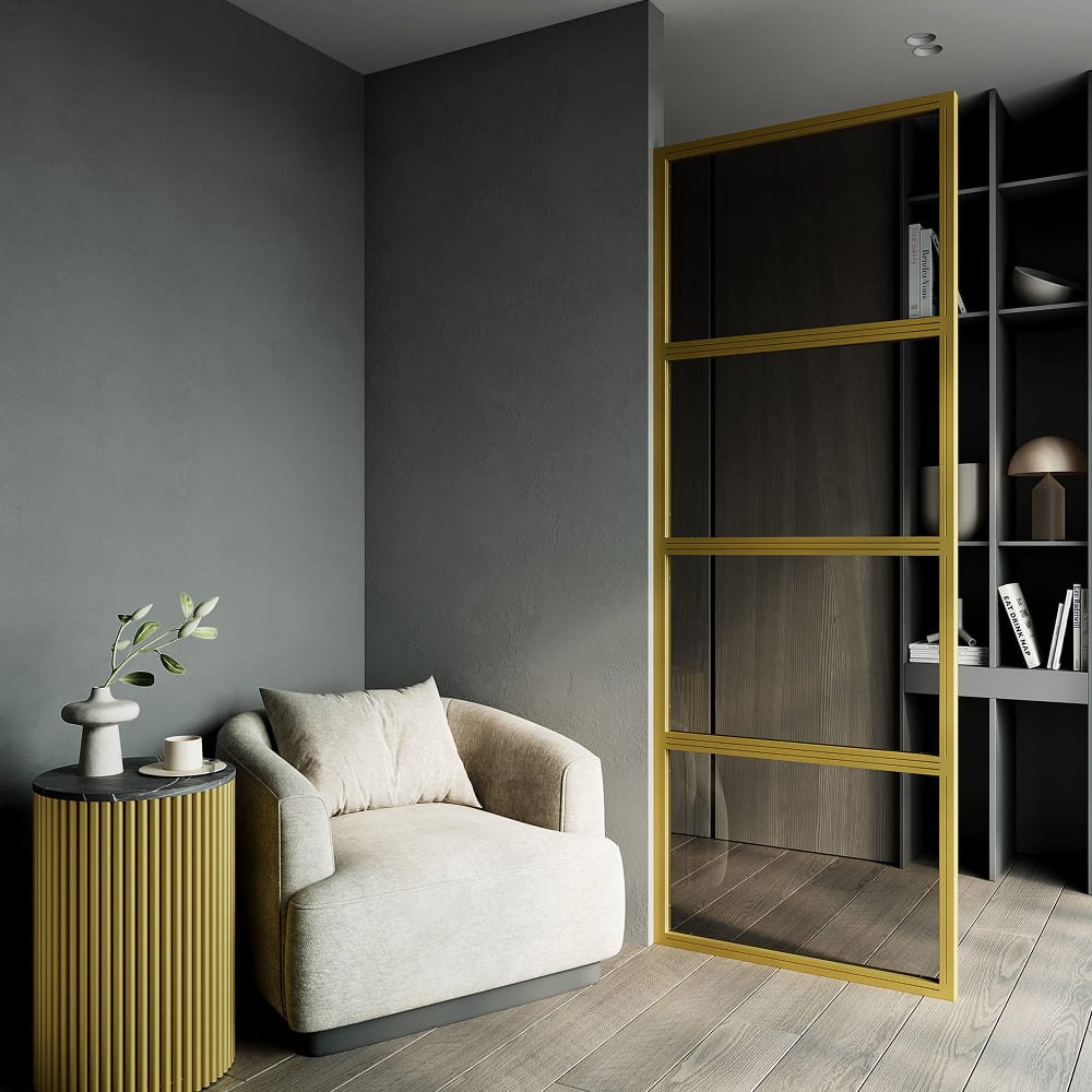 Перегородка с тонированным стеклом ZONIQUE золотая, 220 х 70 см | GENGLASS